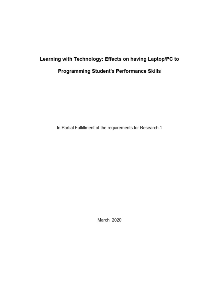Learning With Technology: Effects On Having Laptop/PC To Programming Student's Performance ...