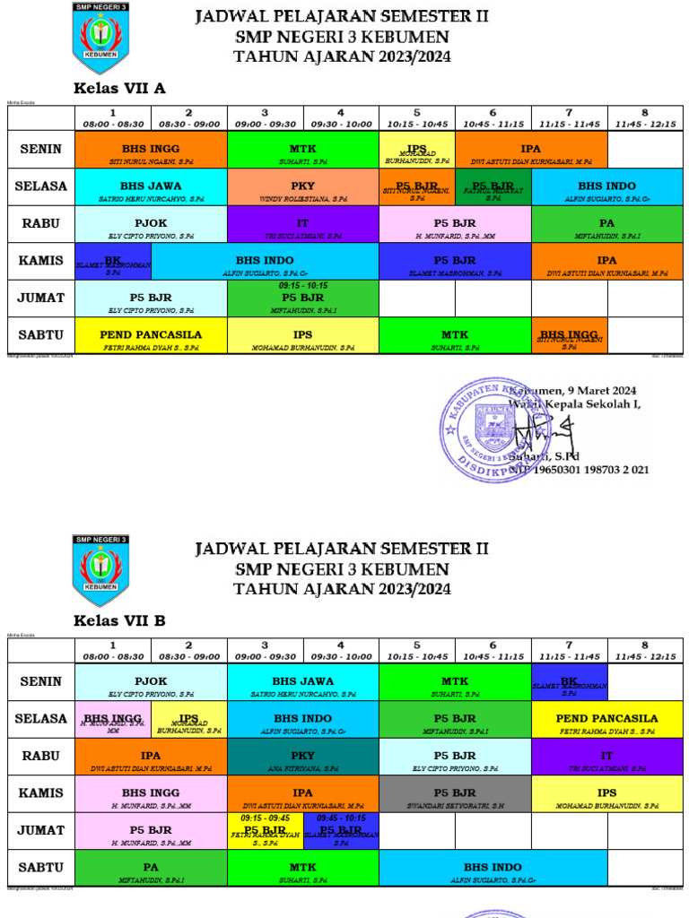 Jadwal Mapel Kelas Bulan Ramadhan | PDF