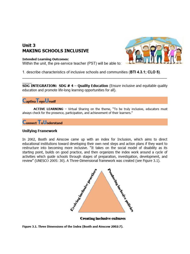 Unit 3 Making Schools Inclusive | PDF | Differentiated Instruction | Inclusion (Education)