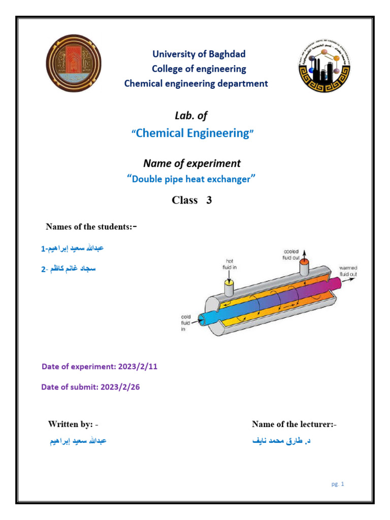Double Pipe Heat Exchanger By Abdullah Pdf Heat Exchanger Heat