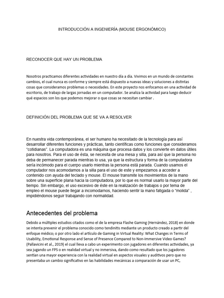 Rediseño Mouse Ergonomico Fase I - Sergio David Ortiz Hernandez - Derek Sarmiento - Johan Suarez ...