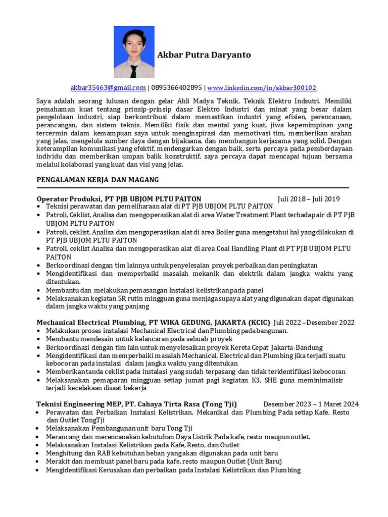 CV-Akbar Putra Daryanto-2024 | PDF