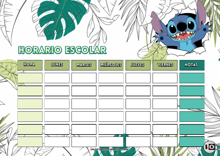 Horario Escolar Stitch | PDF