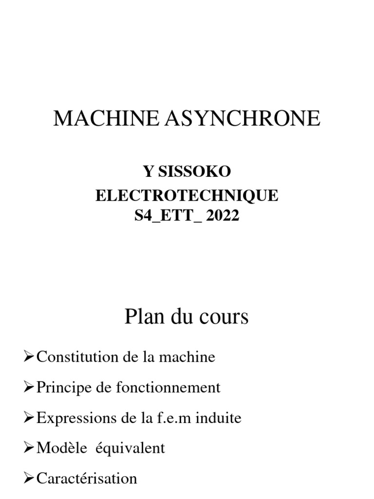 Machine Asynchrone : Fonctionnement et Caractéristiques | PDF ...