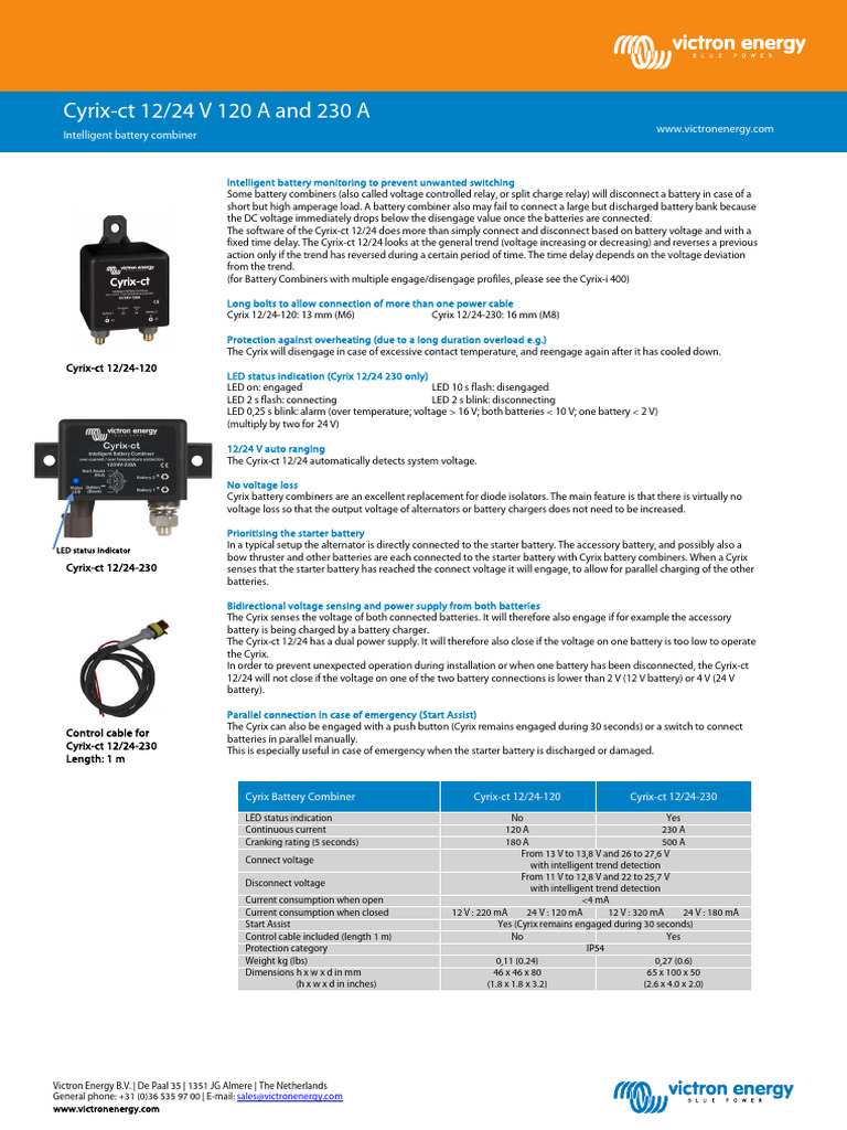 Cyrix Battery Combiner Features | PDF | Relay | Electronics