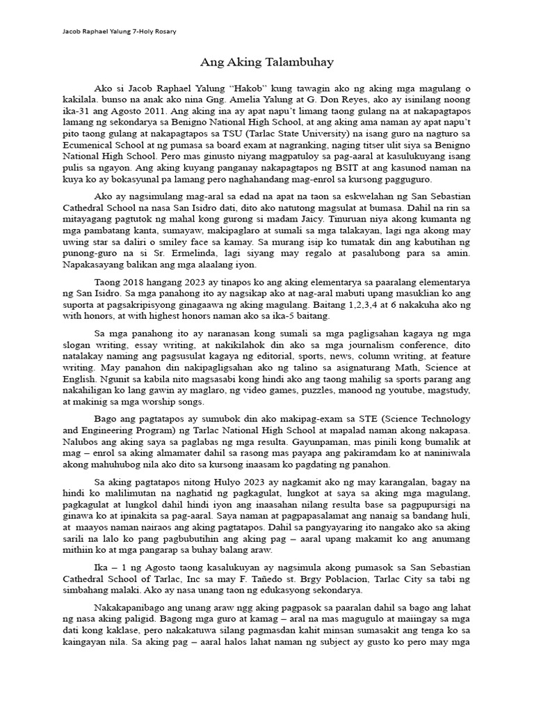 Ang Aking Talambuhay | PDF