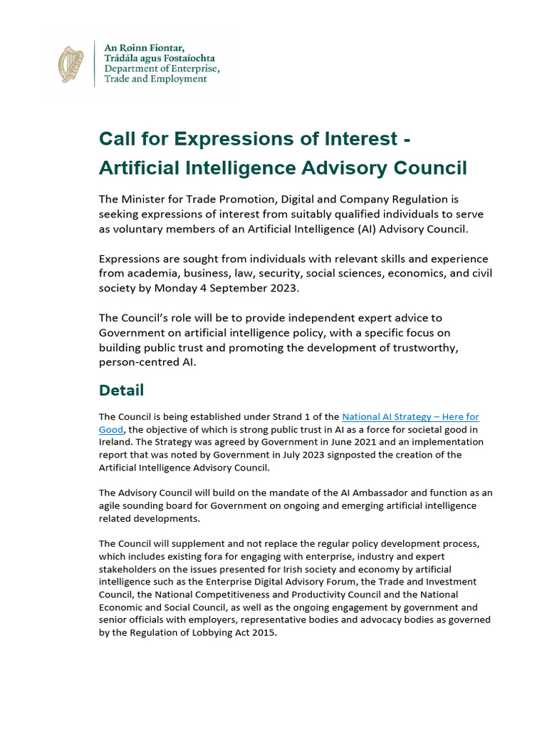 Expressions of Interest | PDF | Artificial Intelligence | Intelligence (AI) & Semantics