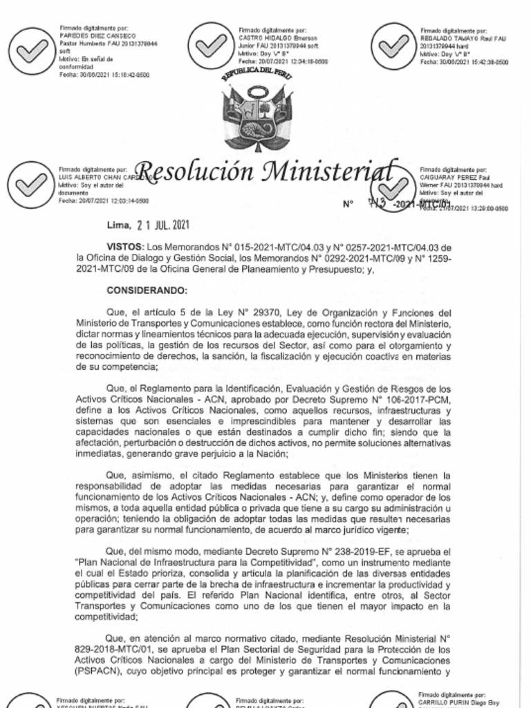 Directiva Isp Resolucion Ministerial #713-2021-MTC 01 | PDF