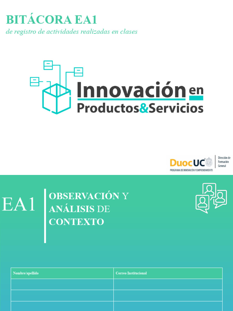 Bitácora EA1 Innovación en Productos Y Servicios | PDF