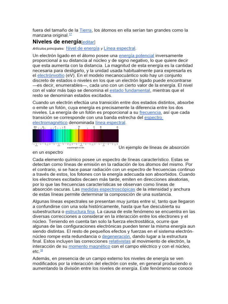 Niveles de Energía y Líneas Espectrales | PDF | Átomos | Línea espectral