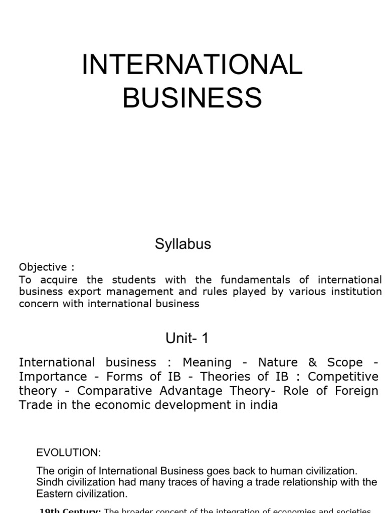 International Business | PDF | Globalization | Competitive Advantage