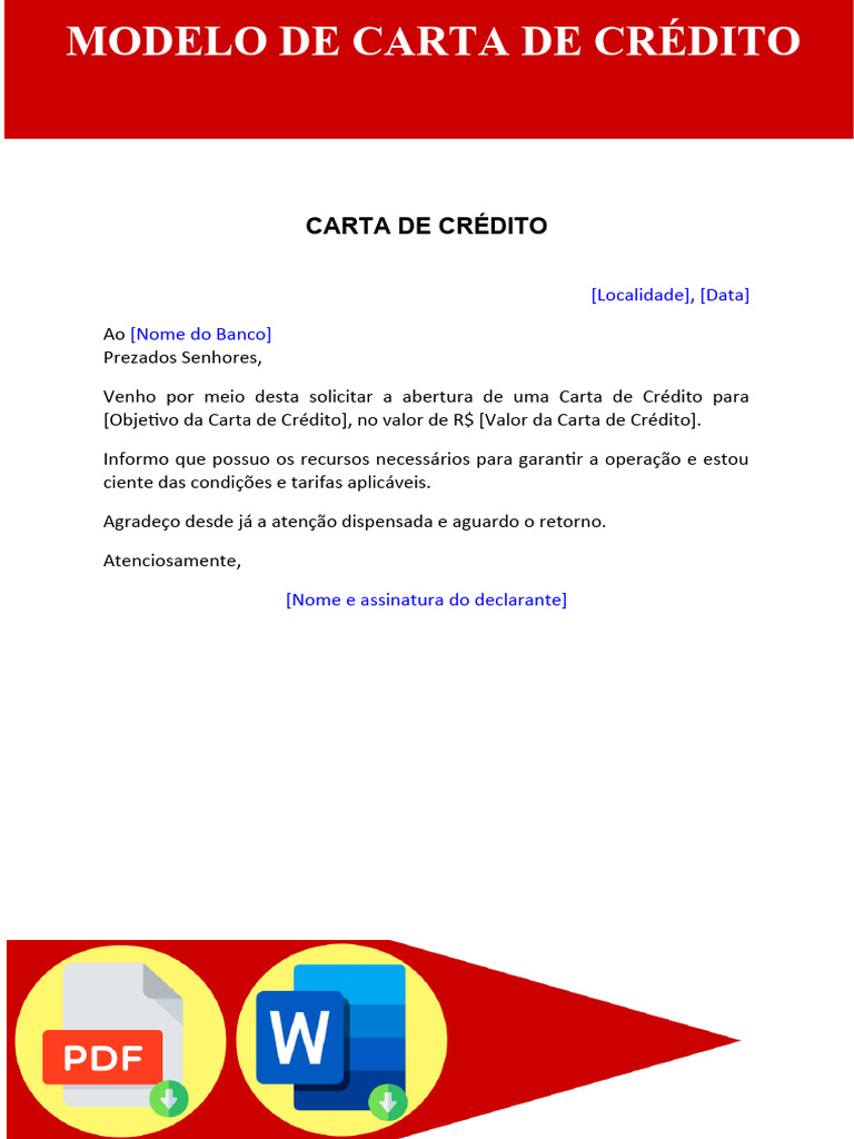 Formato De Exemplo De Carta De Credito