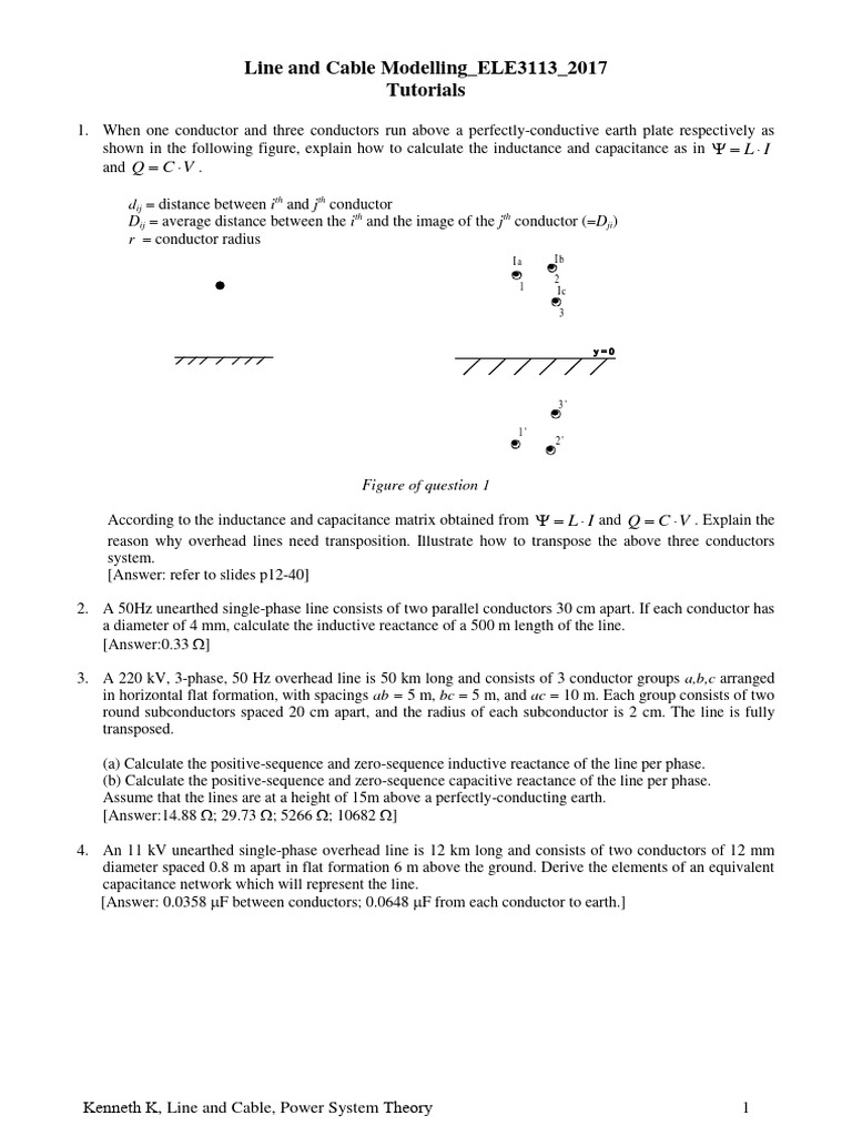 Tutorials - Line and Cable Modelling - ELE3113 - 2017 | PDF | Electrical Impedance | Electrical ...