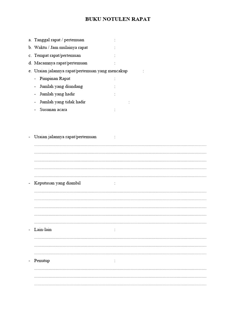 Format Notulen Rapat Lengkap | PDF