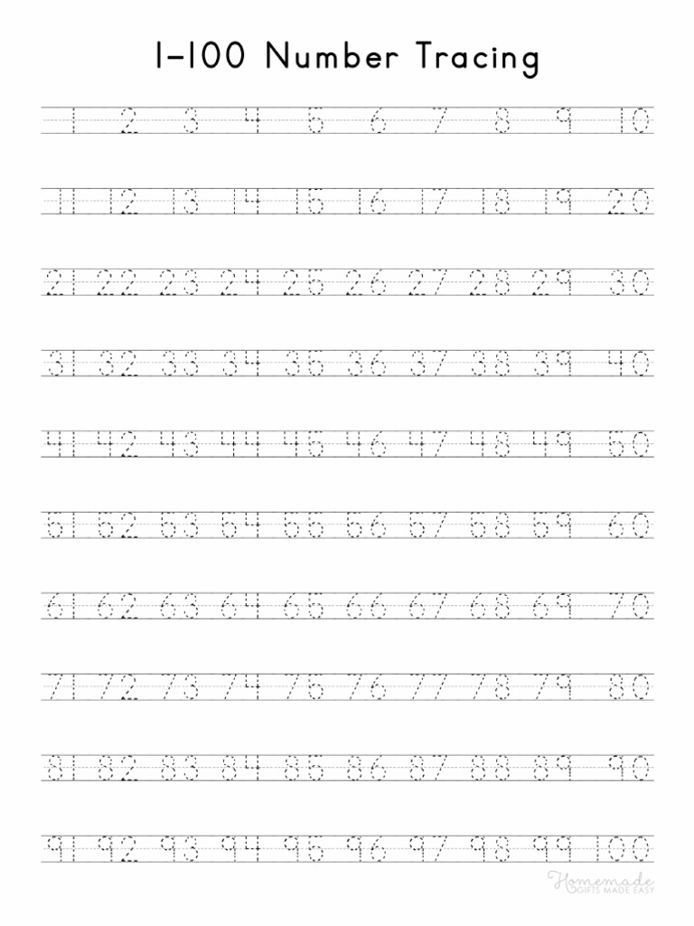 Number Tracing Worksheets 1 100 | PDF