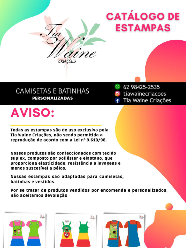 Catálogo de Estampas - Tia Waine Criações | PDF