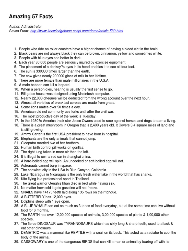 57 Amazing Science Facts | PDF