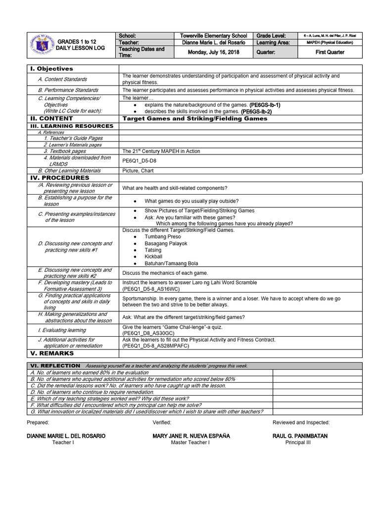 DLL Q1 W7 Mapeh | PDF | Learning | Educational Assessment