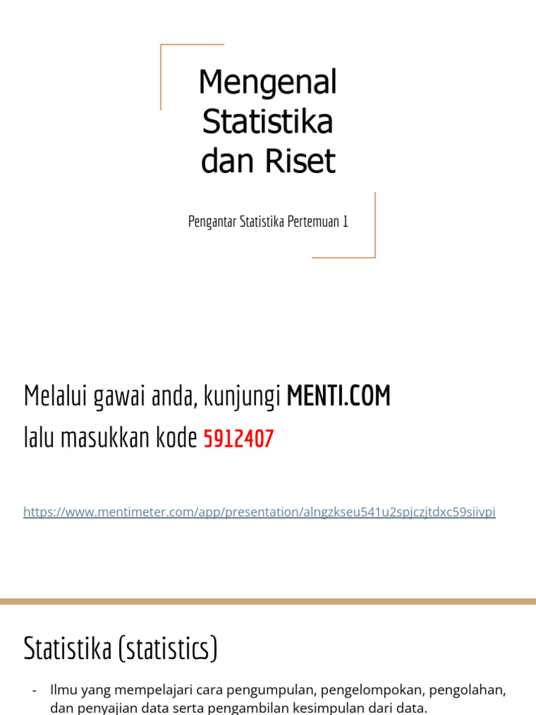 Pengantar Statistika dan Riset | PDF