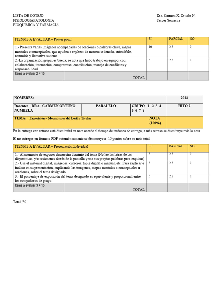 Lista de Cotejo para Exposiciones | PDF