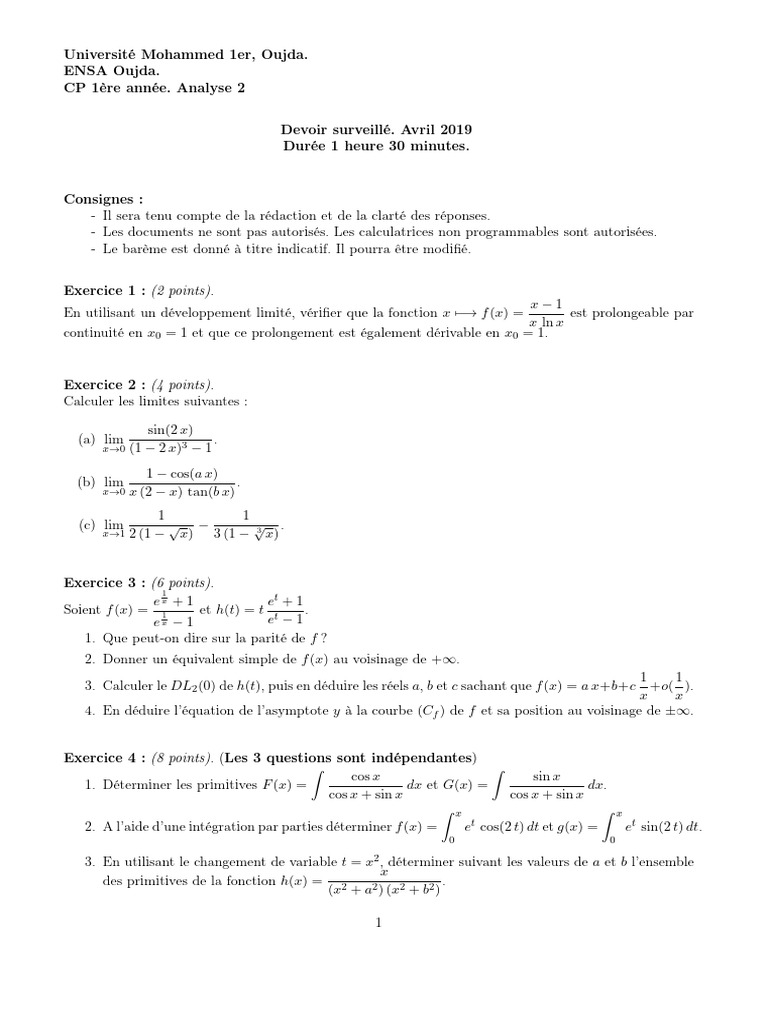 Stpi 1 An2 Ds1 2018 2019 Pdf Analyse Mathématique Mathématiques