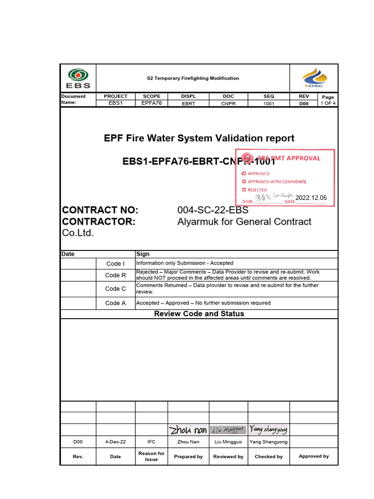 1.EBS1-EPFA76-EBRT-CNPR-1001-D00 EPF Fire Water System Validation ...