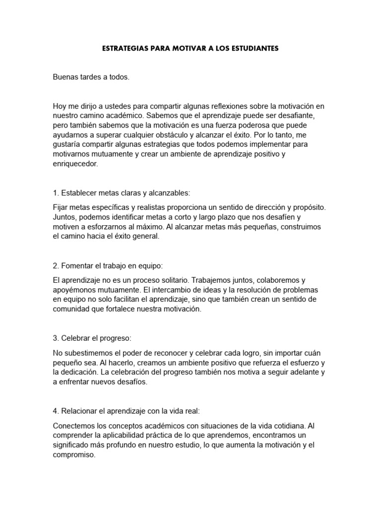 Estrategias para Motivar A Los Estudiante1 | PDF | Motivación ...