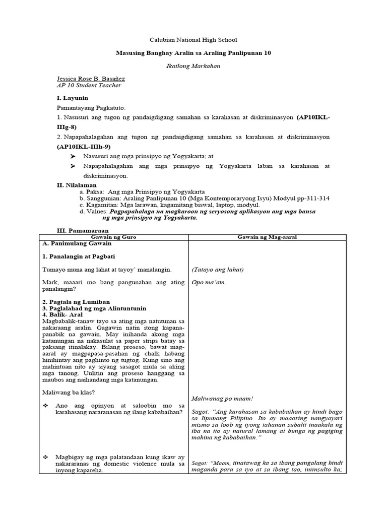 Lesson Plan AP 10-Q3 | PDF