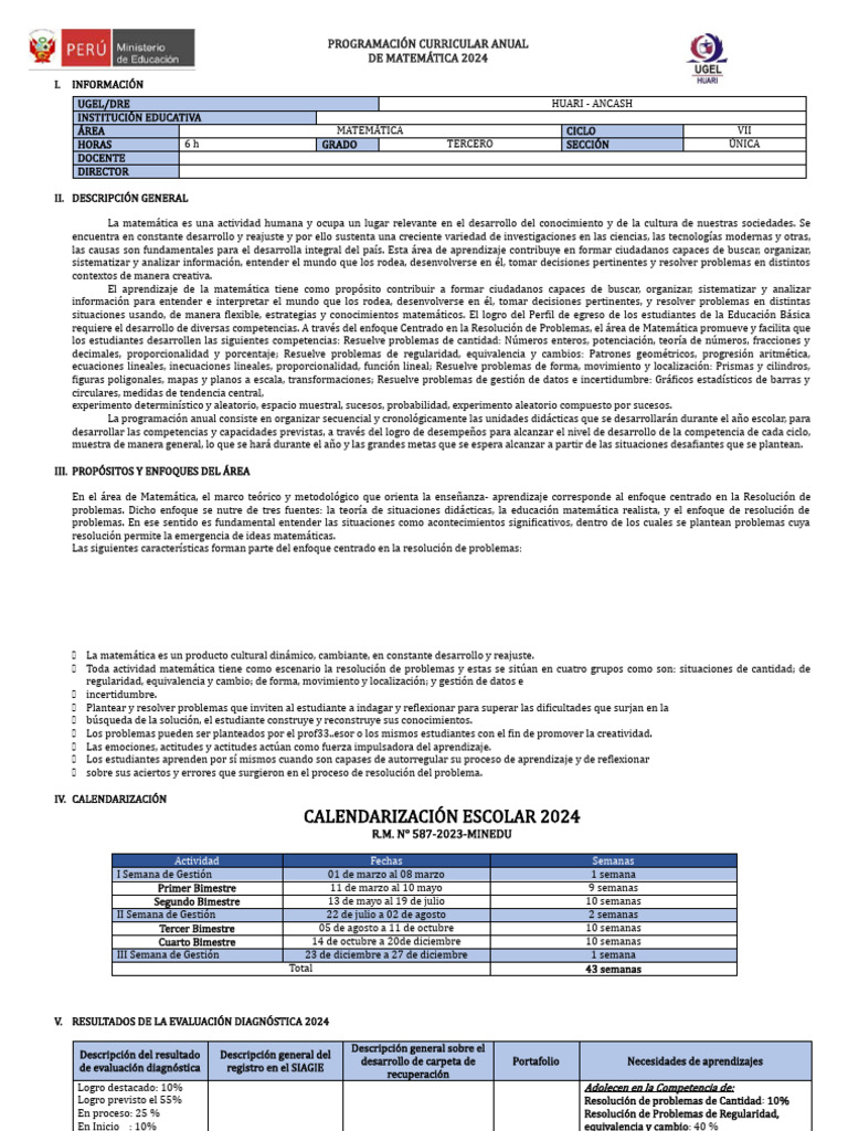 Matemática 3ro Programación Anual 2024 | PDF | Ecuaciones | Geometría