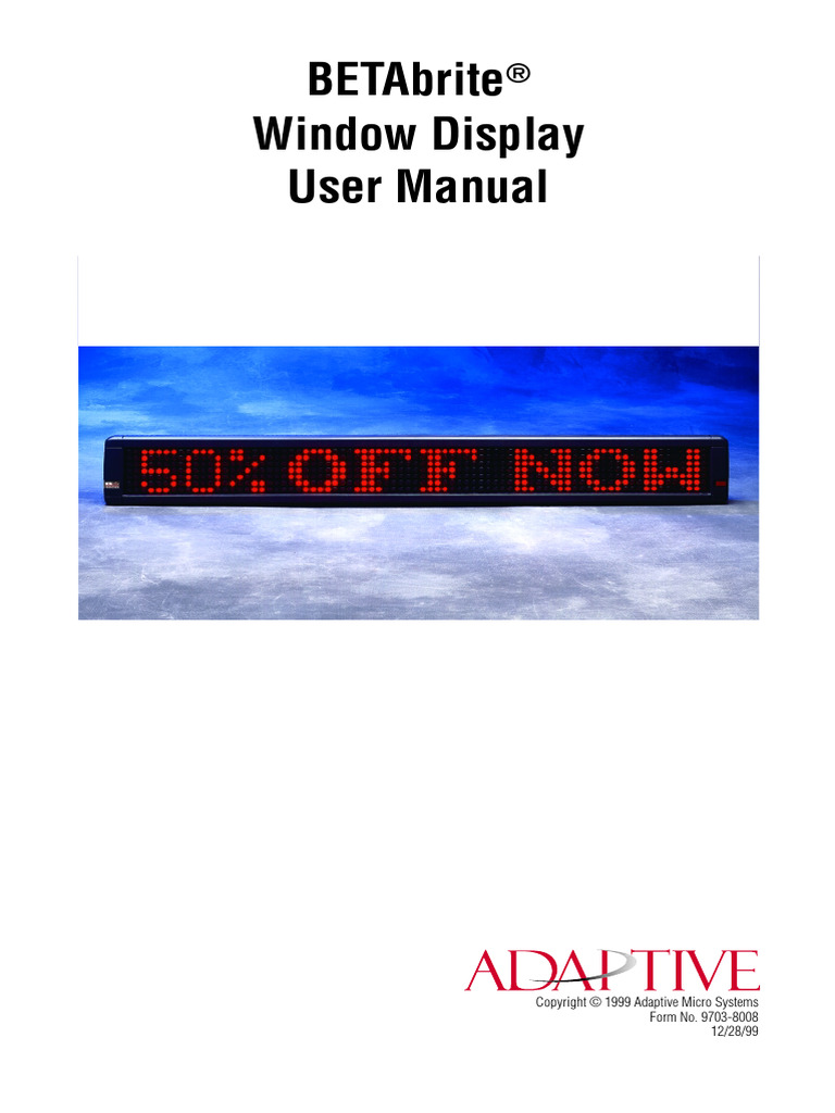 M BetaBrite Window Display User Manual | PDF | Computer File | Typefaces