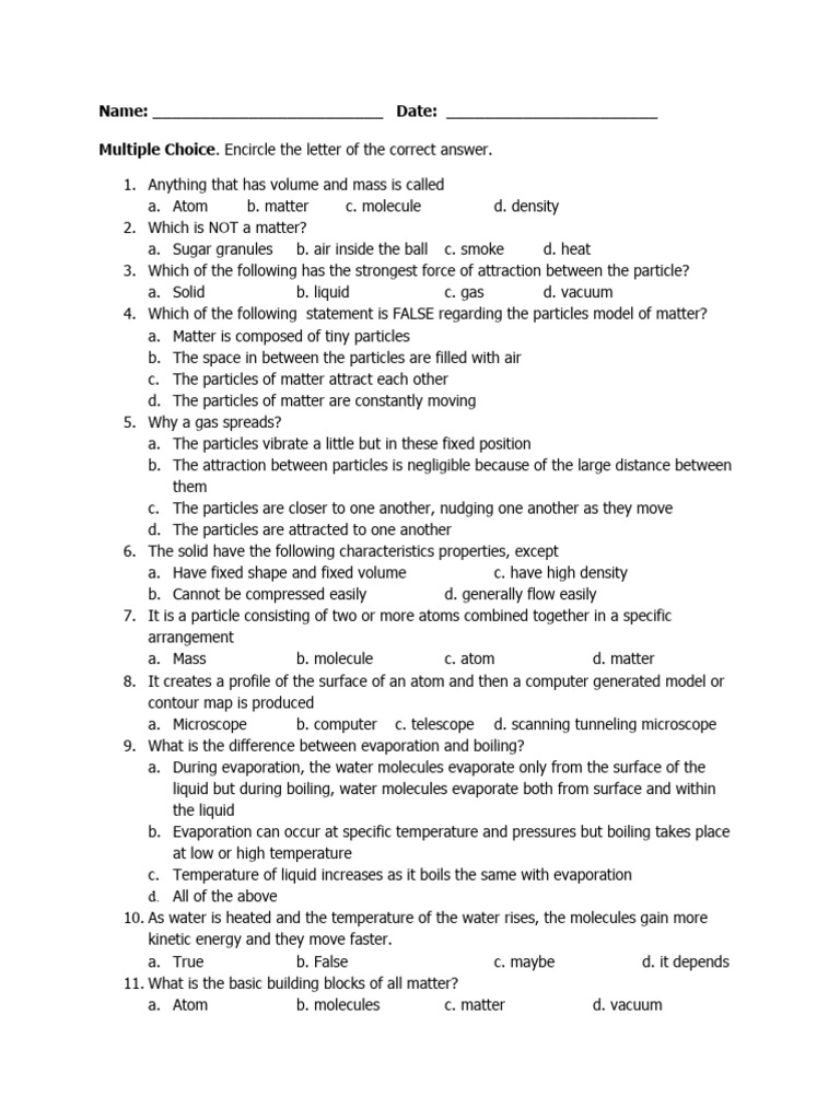 Summative Science G 8 3rd Quarter | PDF | Atoms | Matter