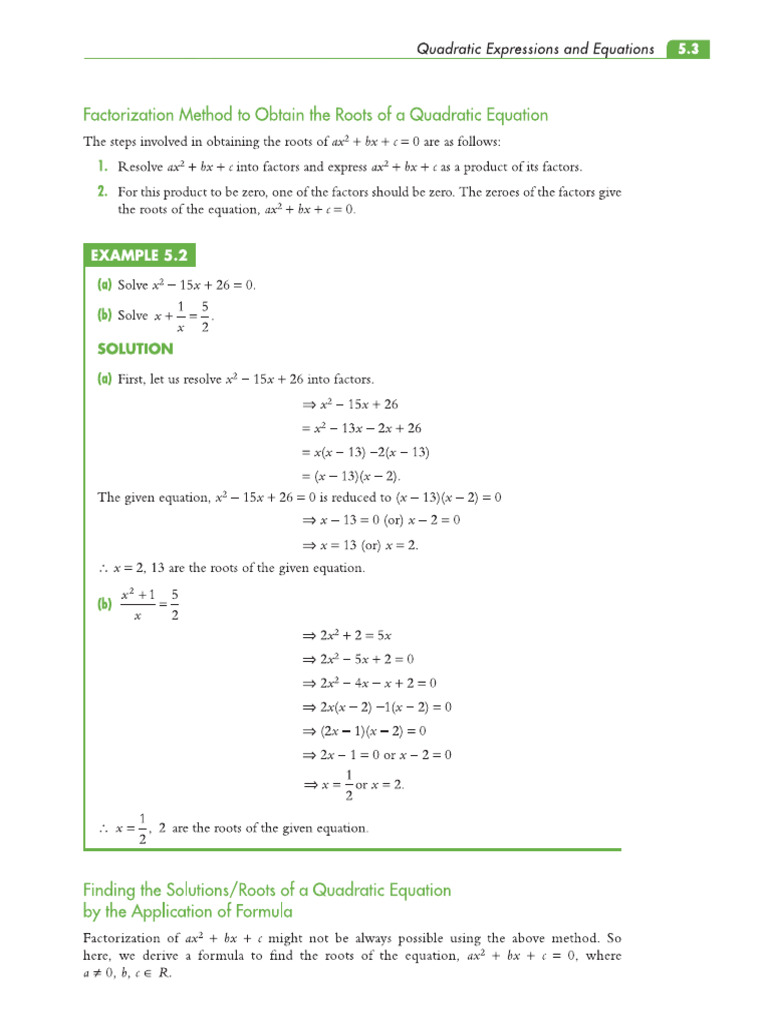 Quadratic Equations Pdf