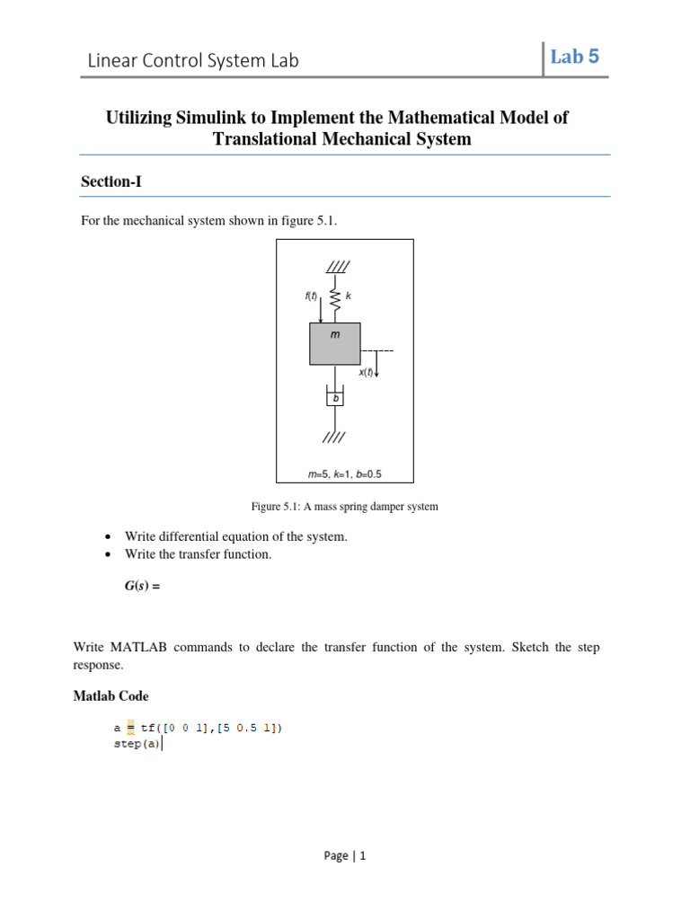 Lab 05 CONTROL SYSTEMS | PDF | Damping | Electrical Engineering Lab 05 CONTROL SYSTEMS | PDF | Damping | Electrical Engineering