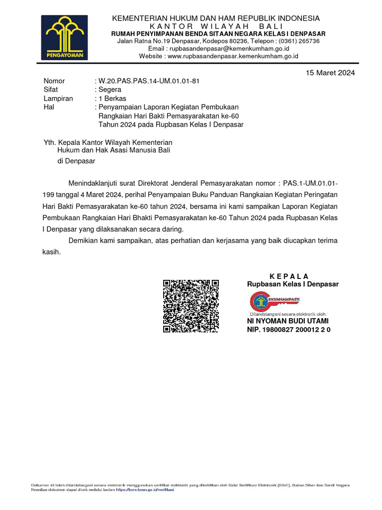 Laporan Kegiatan Pembukaan Rangkaian HBP 2024 | PDF