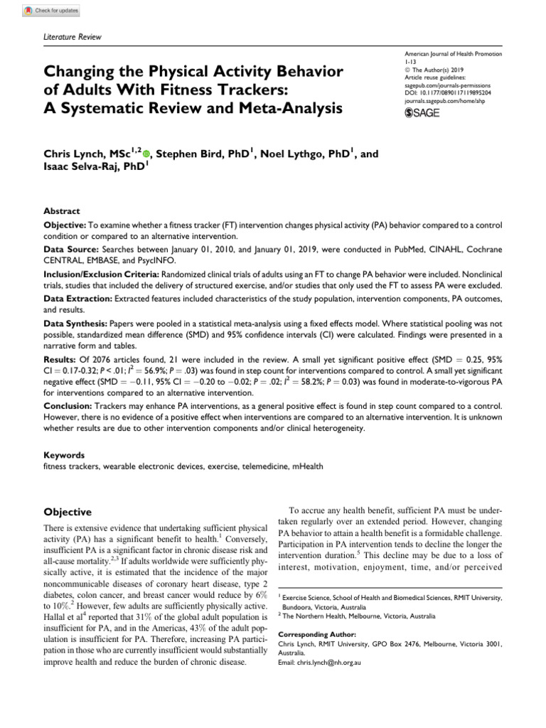 Changing The Physical Activity Behaviour of Adults With Fitness ...