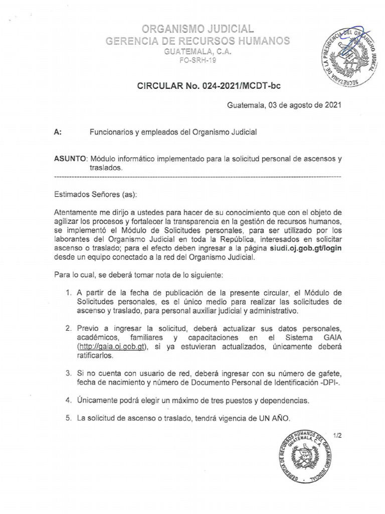 Circular 24-2021 Modulo Informatico para Solicitud Personal de Ascensos ... Circular 24-2021 Modulo Informatico para Solicitud Personal de Ascensos ...