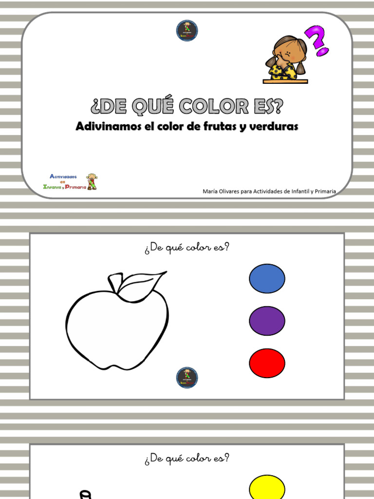 Adivina el Color de Frutas y Verduras | PDF
