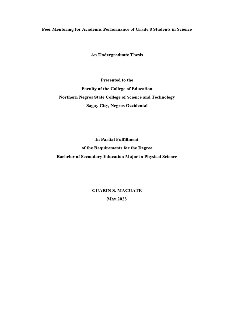 Preliminary-Pages Undergrad | PDF | Thesis | Science