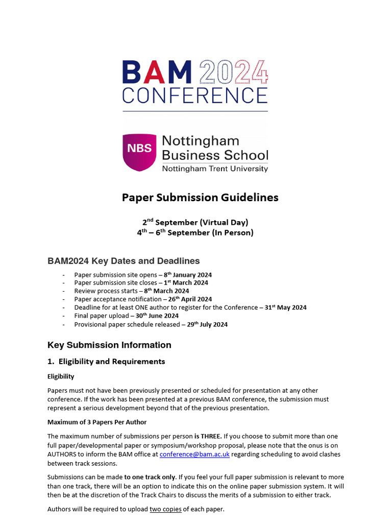 BAM 2024 Paper Submission Guidelines | PDF | Human Communication