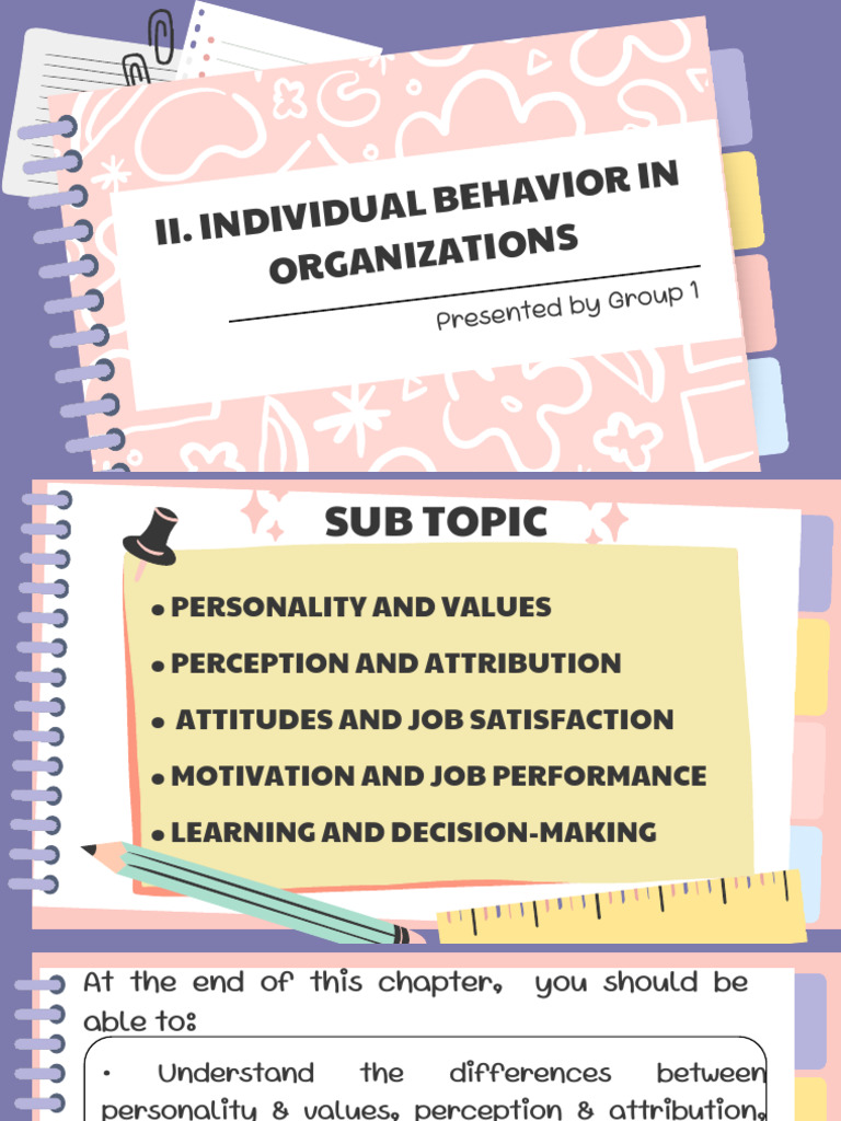 II. Individual Behavior in Organizations | PDF | Attitude (Psychology ...