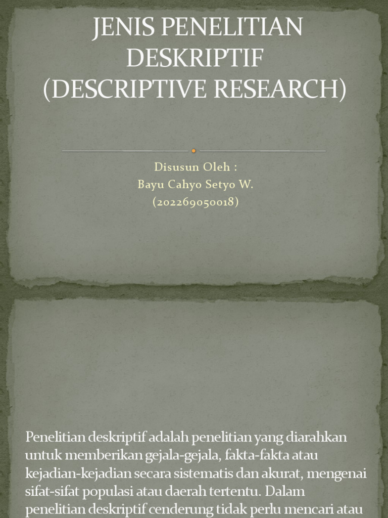 Jenis Penelitian Deskriptif | PDF