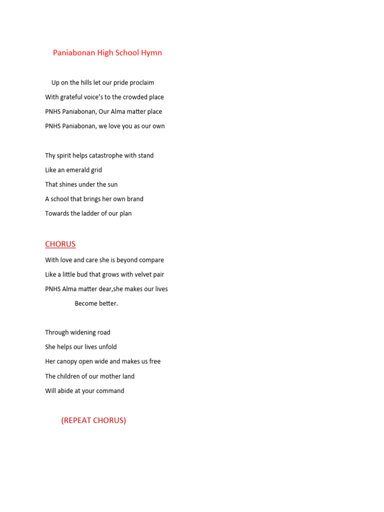 PNHS Hymn | PDF
