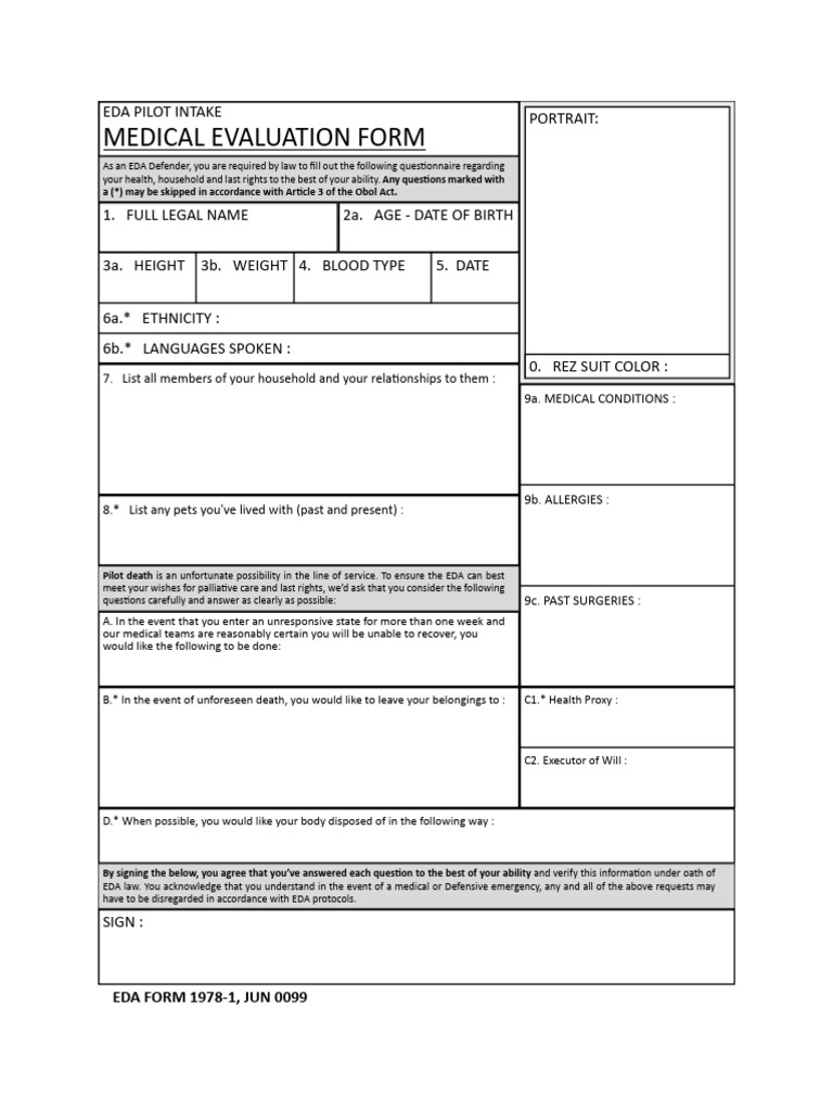 Steel Hearts - EDA Pilot Medical Intake Forms | PDF