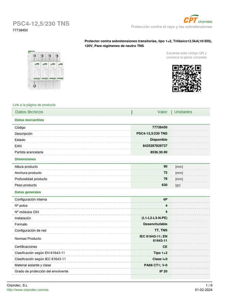 CPT Cirprotec PSC4 12 - 5 230 TNS 77738450 | PDF | Distribución de energía eléctrica ...