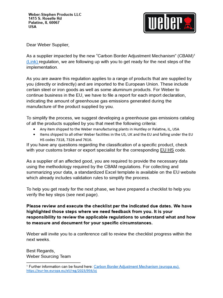 Weber - Information Request CBAM 3 - 2024 02 14 | PDF
