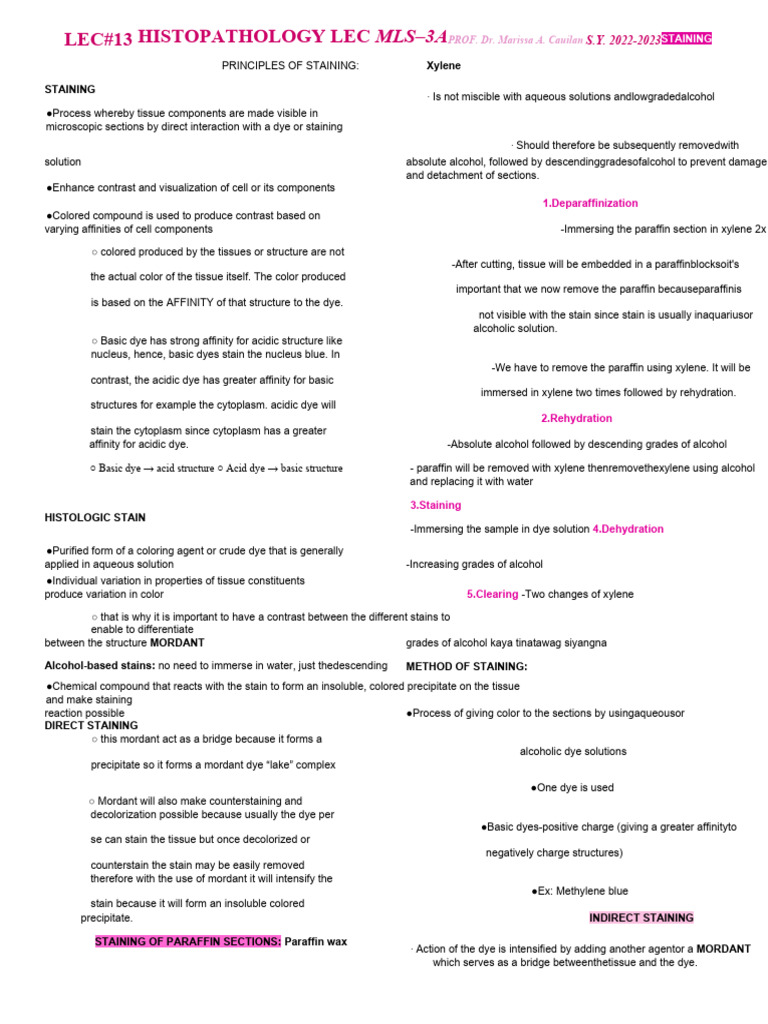 Lec#13 - Staining | PDF | Staining | Dye