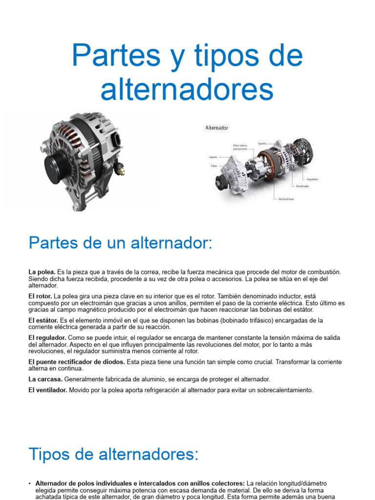 Partes y tipos de alternadores automotrices | PDF | Corriente eléctrica ...