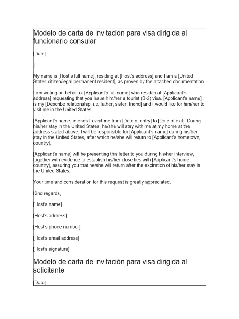 Modelo de carta de invitación a EE. UU. | PDF | Immigration | Diplomacy