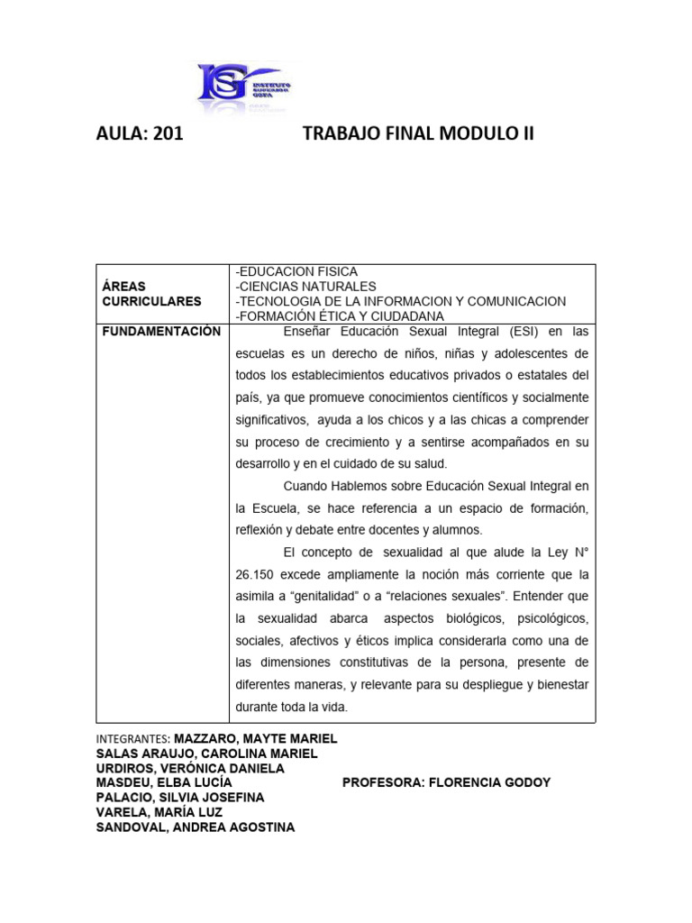 Trabajo Final Modulo Ii | PDF | La sexualidad humana | Educación sexual