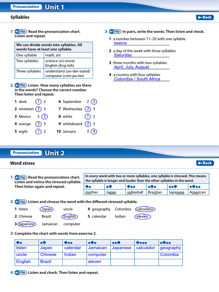 Metro Starter Pronunciation Answer Key | PDF | Linguistics | Phonetics